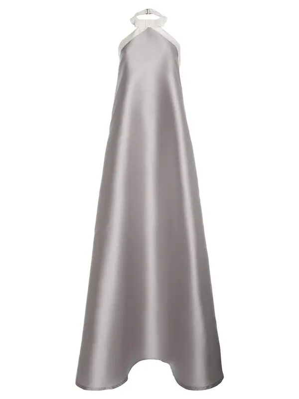 GRETA CONSTANTINE Sparrow Satin Trapeze Gown - Silver