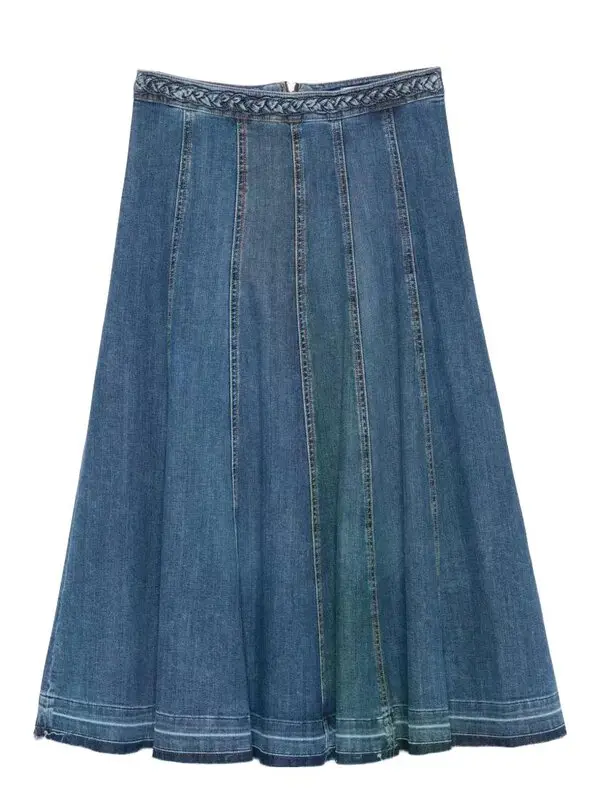 Liu Jo Braided Waistband A-line Midi Skirt - Blue