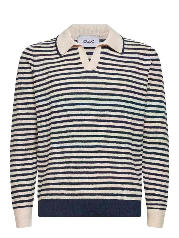 D4.0 Striped-pattern Polo Shirt - Neutrals