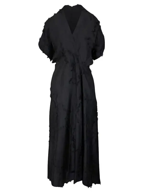 Zero + Maria Cornejo Fil Coupé V-neck Dress - Black