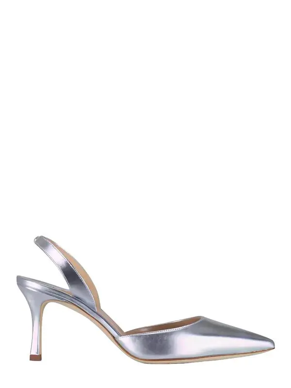 Manolo Blahnik Tone Pointed Toe Slingback Pumps - Silver