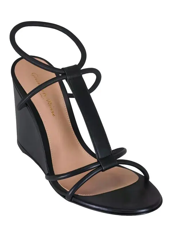 GIANVITO ROSSI Strappy Wedge Sandals - Black