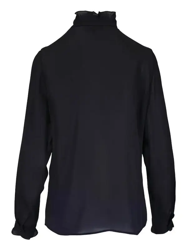NILI LOTAN Ruffled High Neck Blouse - Black