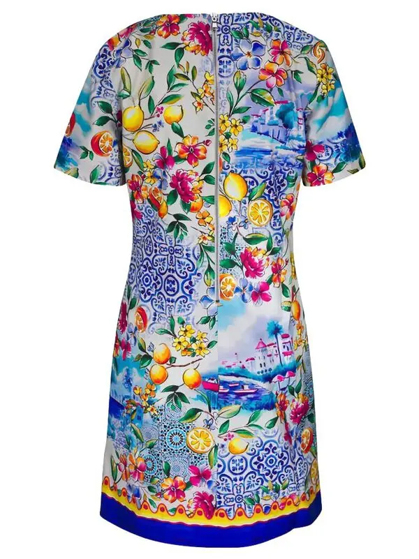 Rani Arabella Floral Print Short Sleeve Dress - Blue