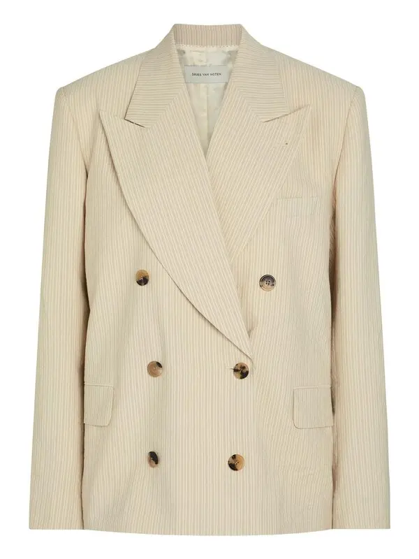 Dries Van Noten Pinstriped Double-breasted Blazer - Ecru