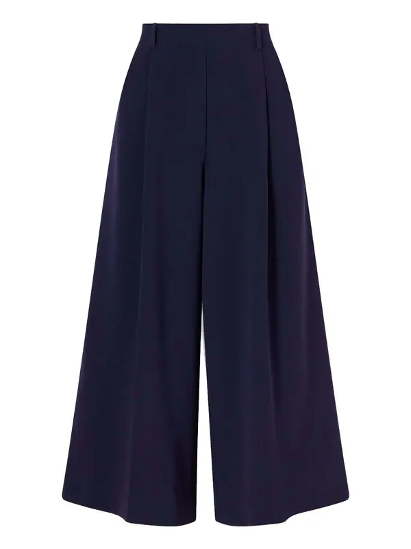 LESET Arielle Pleated Cropped Wide-leg Cady Trousers - Blue