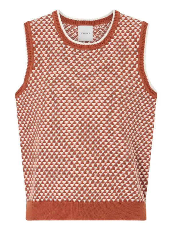 Varley Jenson Two-tone Knitted Cotton Vest - Red