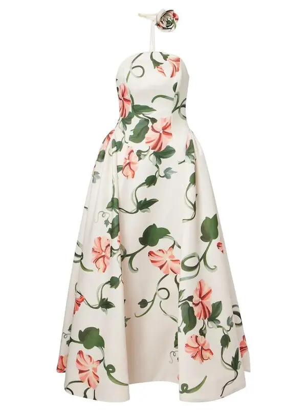 LEO LIN Floral Bustier Gown - Beige