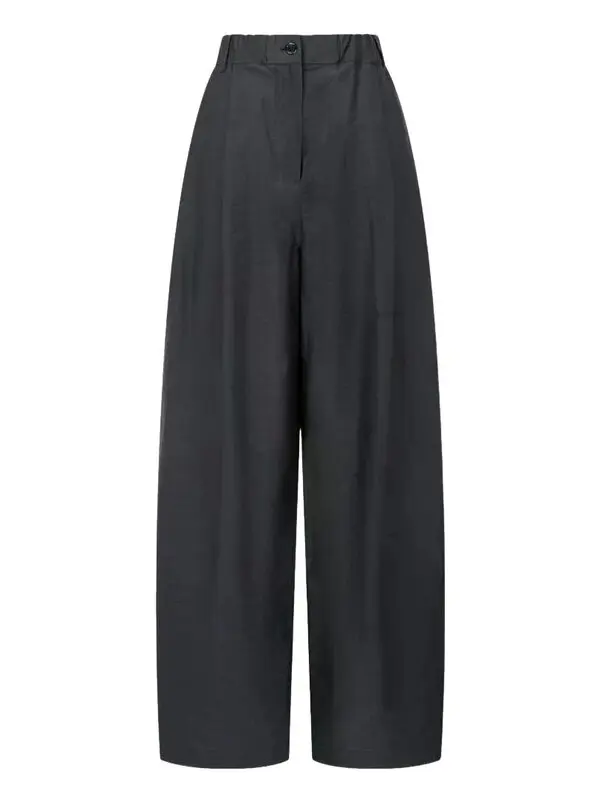 STUDIO TOMBOY Wide-leg Pleated Cotton Trousers - Grey