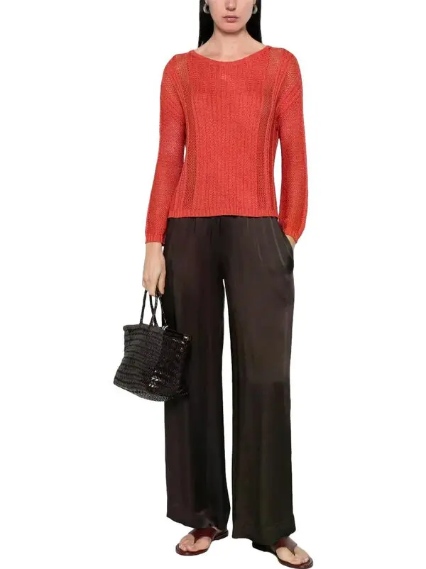 PENNYBLACK Open-knit Round Neck Sweater - Red