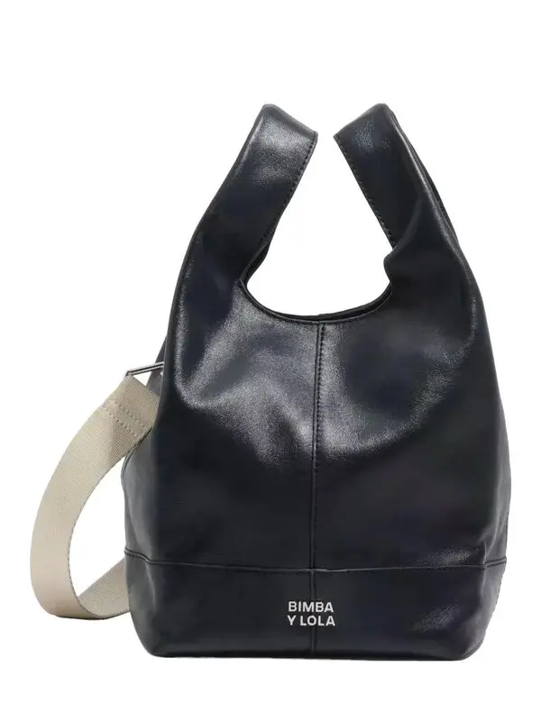 Bimba Y Lola Medium Paper Leather Tote Bag - Black