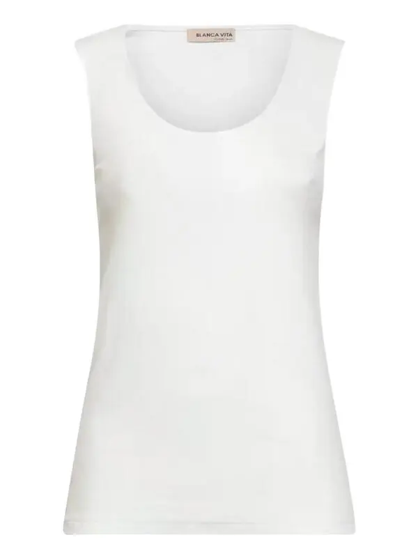 BLANCA VITA Scoop Neck Tank Top - White