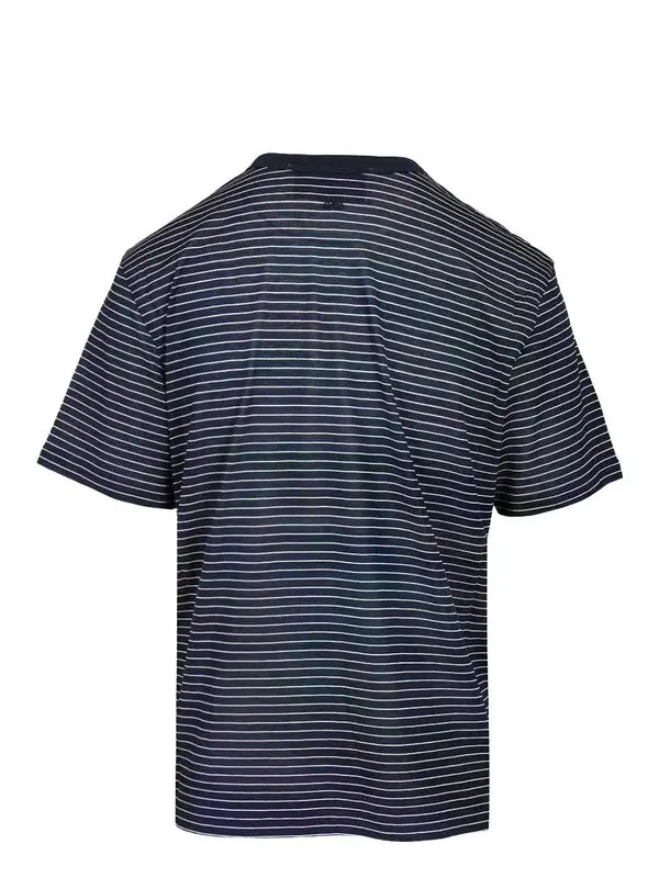 AMI Paris Striped Short Sleeve T-shirt - Blue