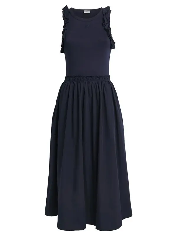 Claudie Pierlot Ruffled Cotton Midi Dress - Blue