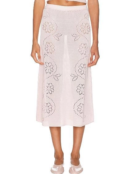 Calle Del Mar Floral Eyelet Knit Skirt - Primrose