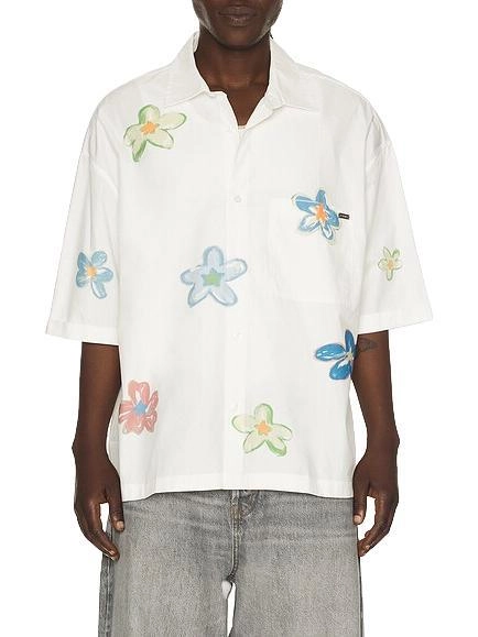 NAHMIAS Super Bloom Cropped Short Sleeve Shirt - White