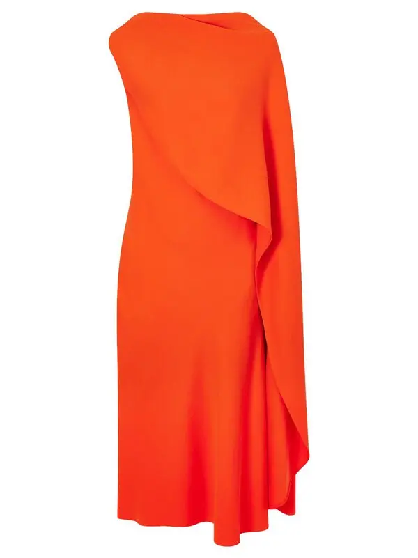 Balenciaga Asymmetrical Draped Midi Dress With Cape Effect - Red