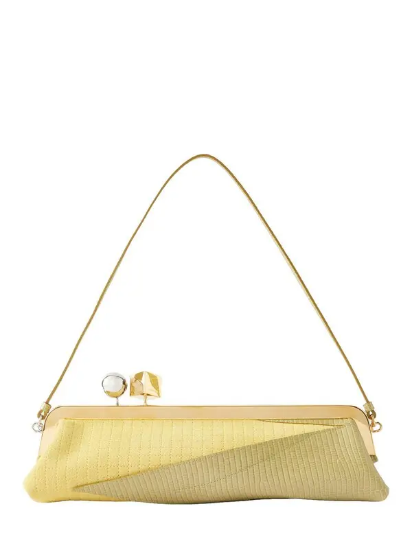 Jacquemus Salon Clutch In Suede And Patent Leather - Yellow