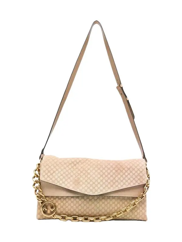 Gucci Gg Supreme Shoulder Bag With Chain Detail - Neutrals