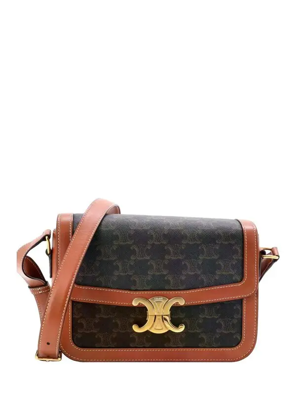 Celine Triomphe Coated Canvas Medium Shoulder Bag - Brown