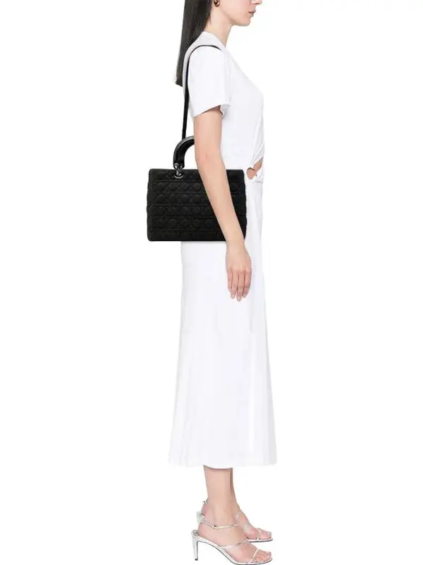 Dior 1999 Large Denim Cannage Lady Satchel - Black