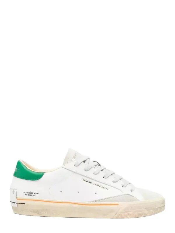 CRIME LONDON Distressed 2.0 Suede Panelled Sneakers - White