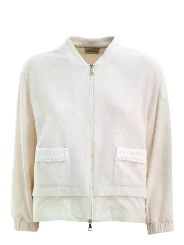 Moncler Bouclé Zip-up Sweater - Neutrals