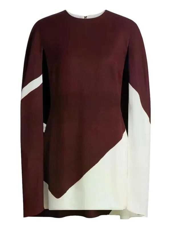 Alberta Ferretti Colourblock Cape Dress - Brown