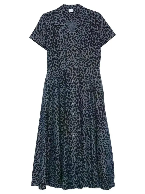 Aspesi Leopard Print Midi Dress - Blue