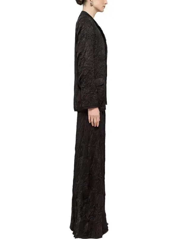 NISSA Crinkle-effect Wide-leg Trousers - Black