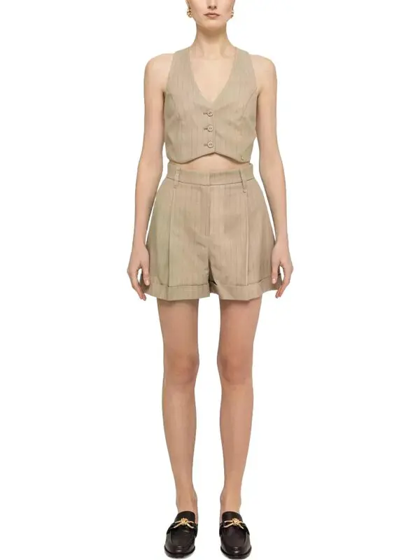 NISSA Cropped Pinstripe Waistcoat - Neutrals