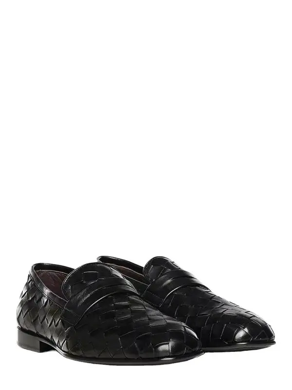 John Galliano Woven Leather Loafers - Black