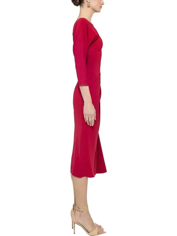 NISSA Pleat Midi Dress - Red