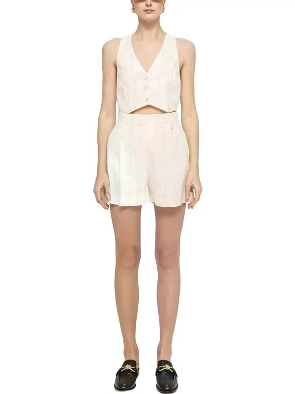 NISSA High-waisted Striped Shorts - Neutrals
