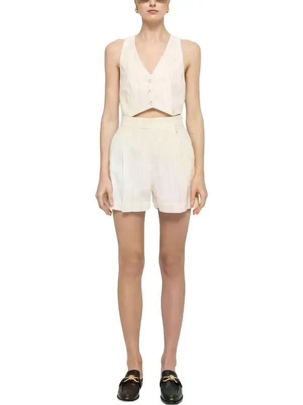 NISSA High-waisted Striped Shorts - Ivory