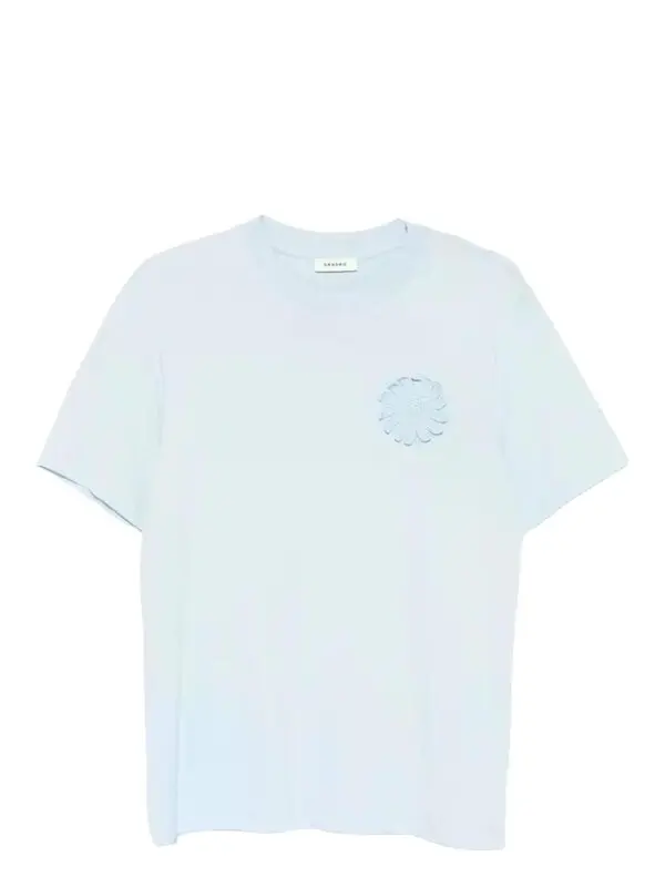 Sandro Cotton Crochet Flower T-shirt - Neutrals