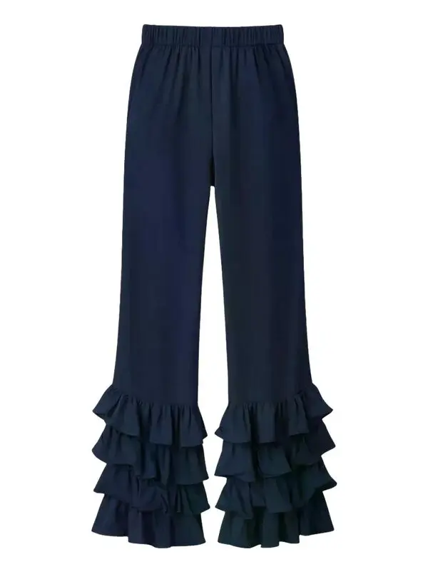 NOUVELLE SILK95FIVE Ruffled Hem Trousers - Blue