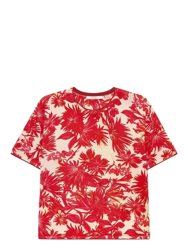 Malìparmi Floral Round Neck T-shirt - Red