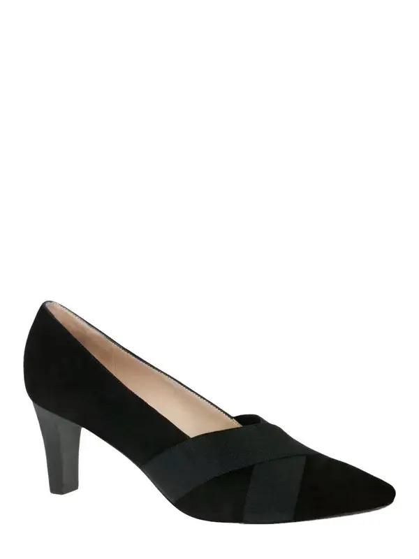 PETER KAISER Suede Pumps With Elastic Crossover Strap - Black