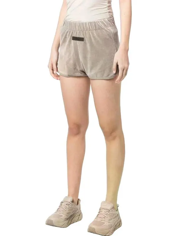 Fear Of God Velour Logo Patch Shorts - Grey