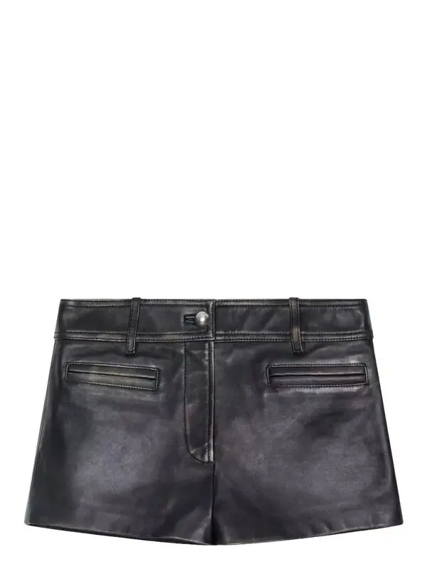 STAND STUDIO Odessa Button Leather Shorts - Black