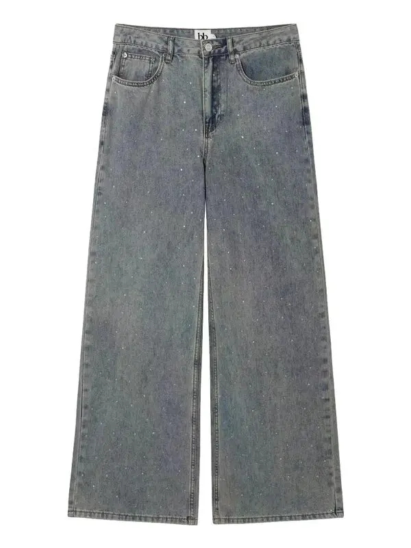 B+AB Embellished Wide-leg Denim Trousers - Blue