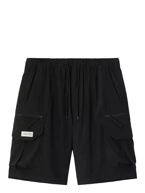 FINGERCROXX Cargo Shorts With Drawstring Waistband - Black