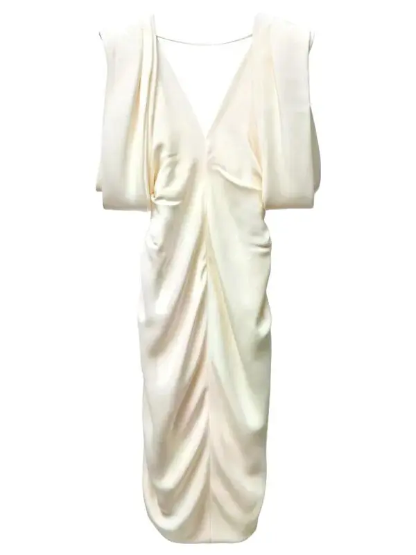 Versace Midi Crêpe Marocaine Silk Dress - White