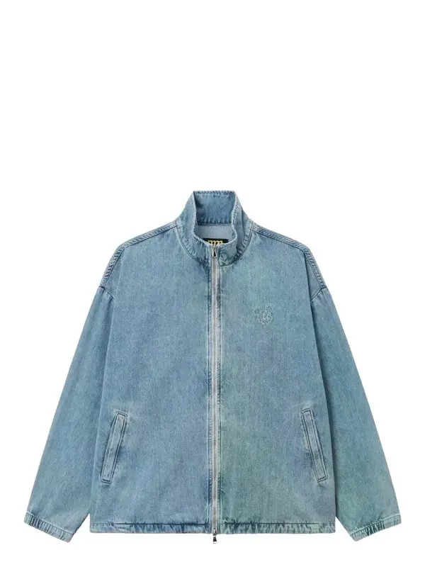 MINI CREAM Zip-up Embroidered Denim Jacket - Blue