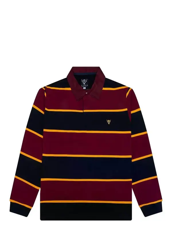 SOUTH2 WEST8 Striped Collared Polo Shirt - Red