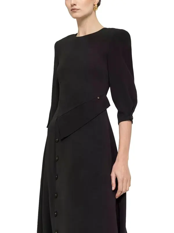 NISSA Button-detail Midi Dress - Black