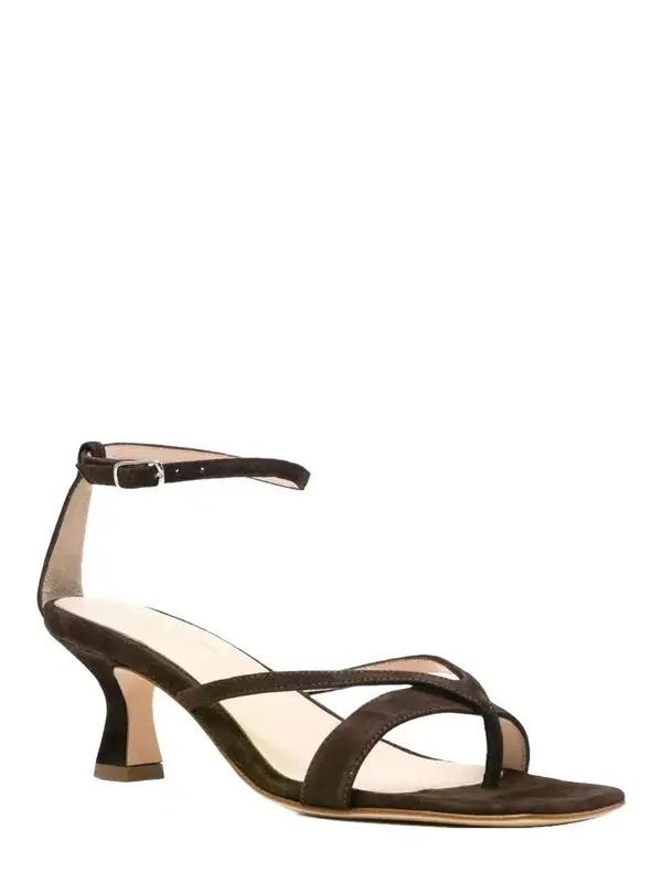ANNA F. Square-toe Heeled Sandals - Brown