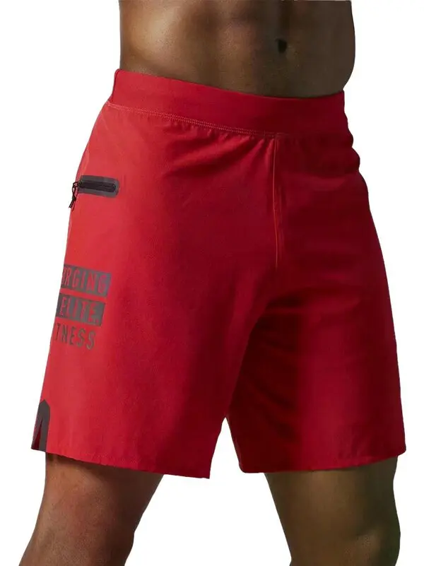 REEBOK Graphic Print Zip Track Shorts - Red