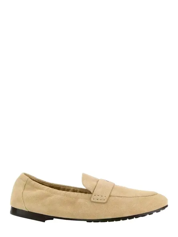 Tory Burch Ballet Loafers In Suede With Metal Double T Detail - Neutrals